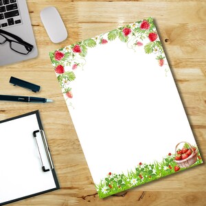 Strawberry Printable Stationery-flower Pen Pal Supplies-summer Writing ...
