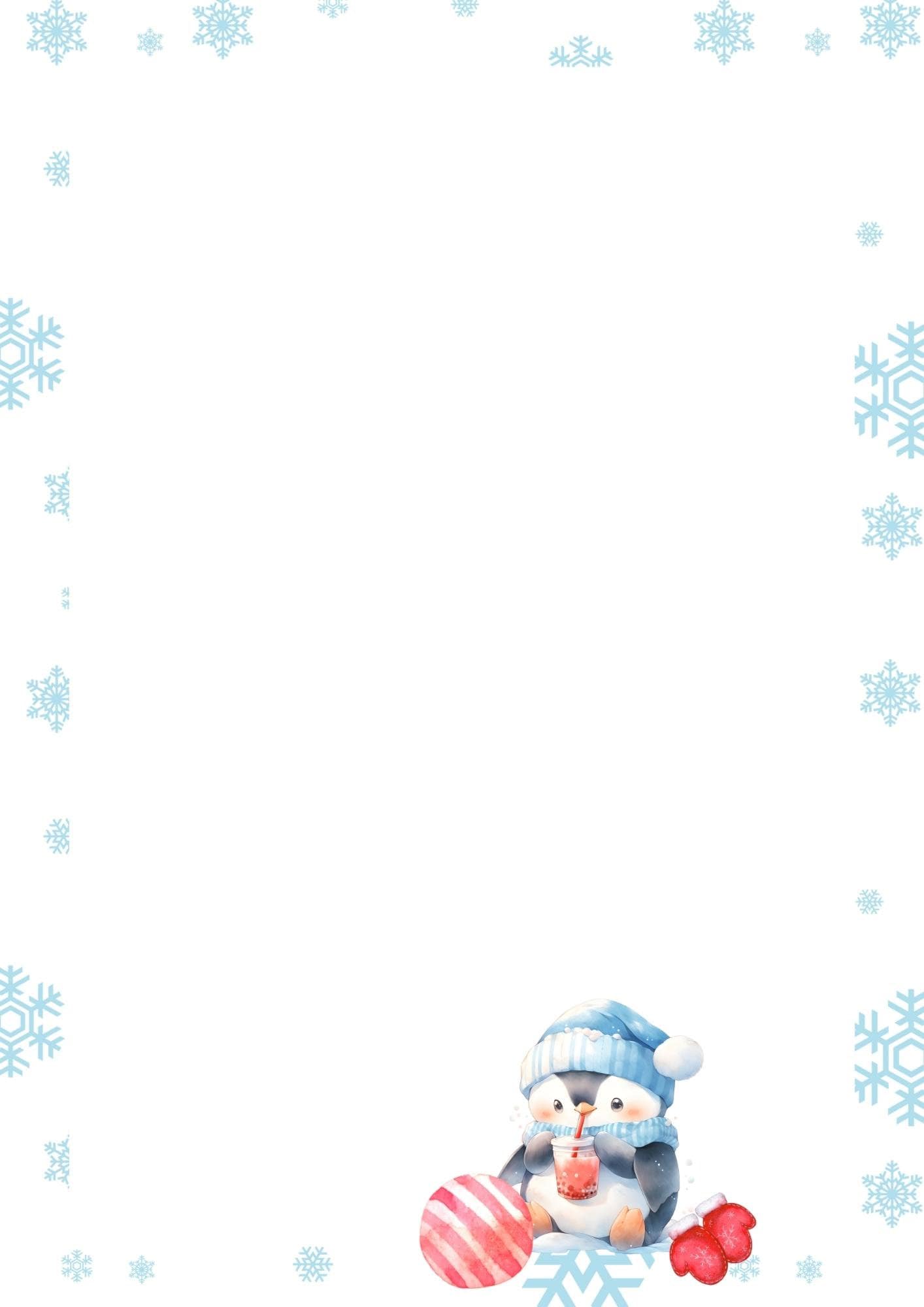 Penguin Cute Christmas Printable Stationery-winter Stationary-animal ...
