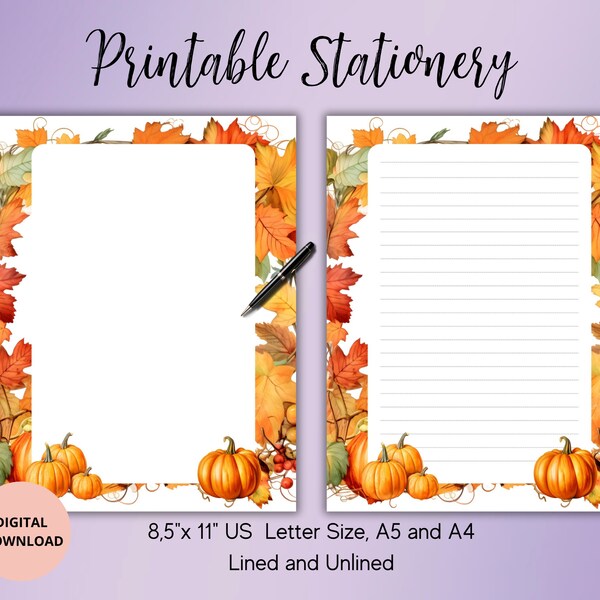 Fall Printable Stationery - Etsy