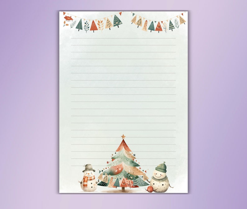Christmas Snowman Printable Stationery-digital Download A4/A5/US LETTER ...