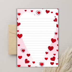 Hearts Printable Stationery-valentine's Day Printable Writing Paper ...
