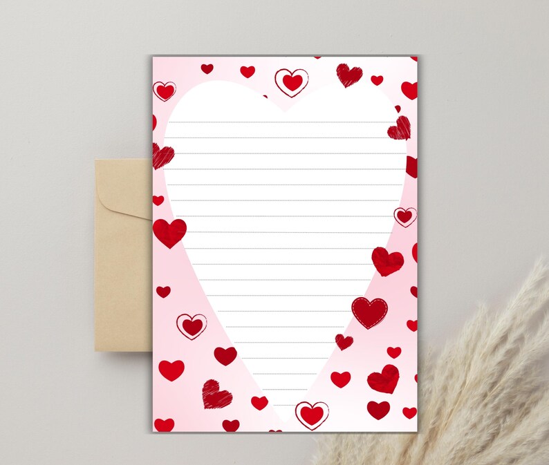 Hearts Printable Stationery-valentine's Day Printable Writing Paper ...