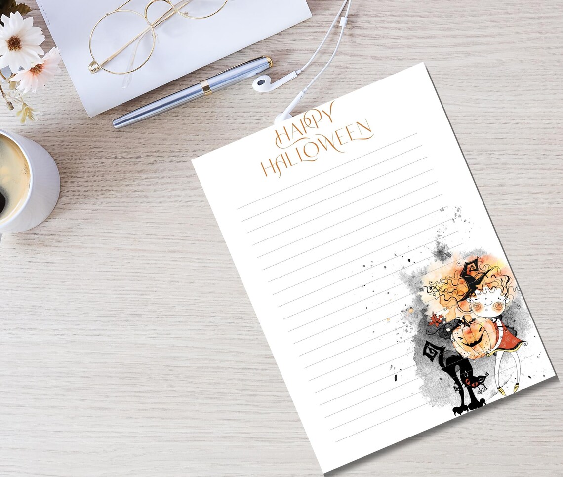 Happy Halloween Printable Stationery, Digital Letter,autumn Printable ...