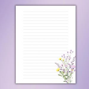 Wildflower Writing Set,flower Printable Stationery,writing Paper Letter ...