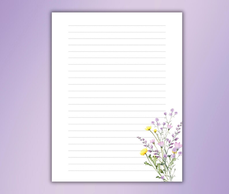 Wildflower Writing Set,flower Printable Stationery,writing Paper Letter ...