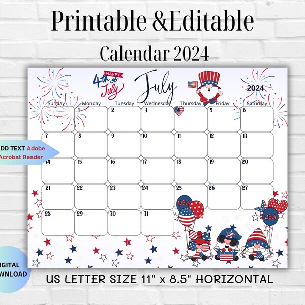 July 2024 Calendar - Etsy