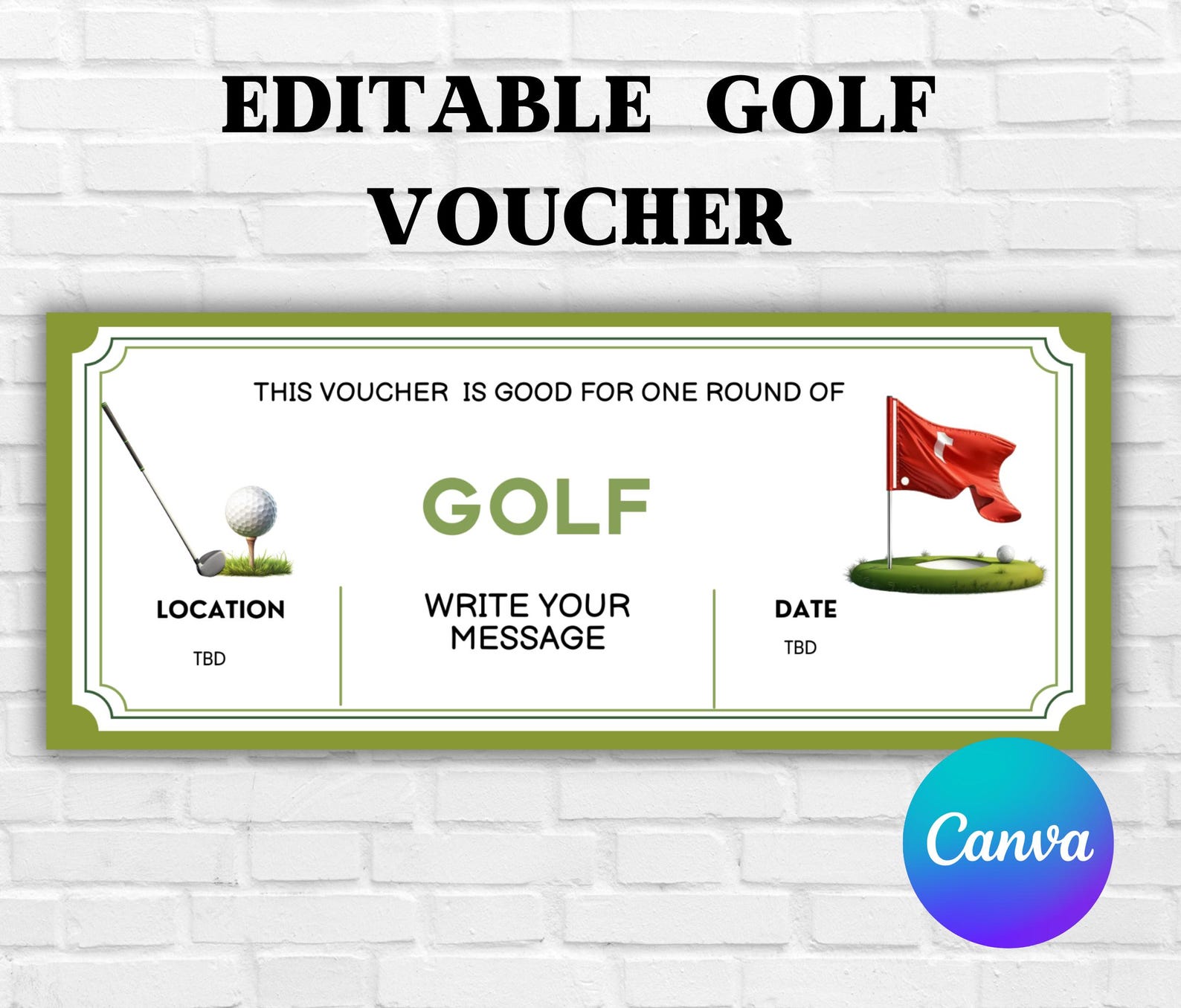 Golf Gift Voucher Certificate-editable Surprise Golf Trip Ticket ...
