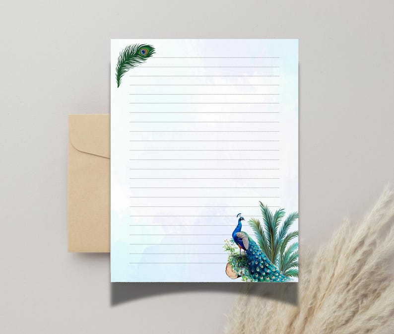 Peacock Stationery Set-bird Writing Paper Unlined Lined A4/A5/US Letter ...