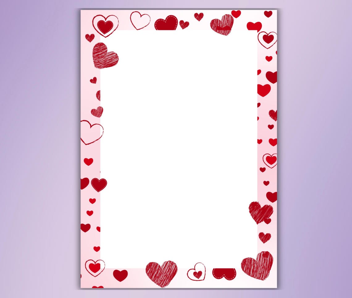 Hearts Printable Stationery-valentine's Day Printable Writing Paper ...