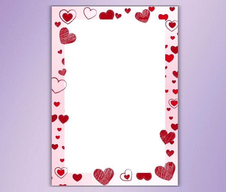 Hearts Printable Stationery-valentine's Day Printable Writing Paper ...