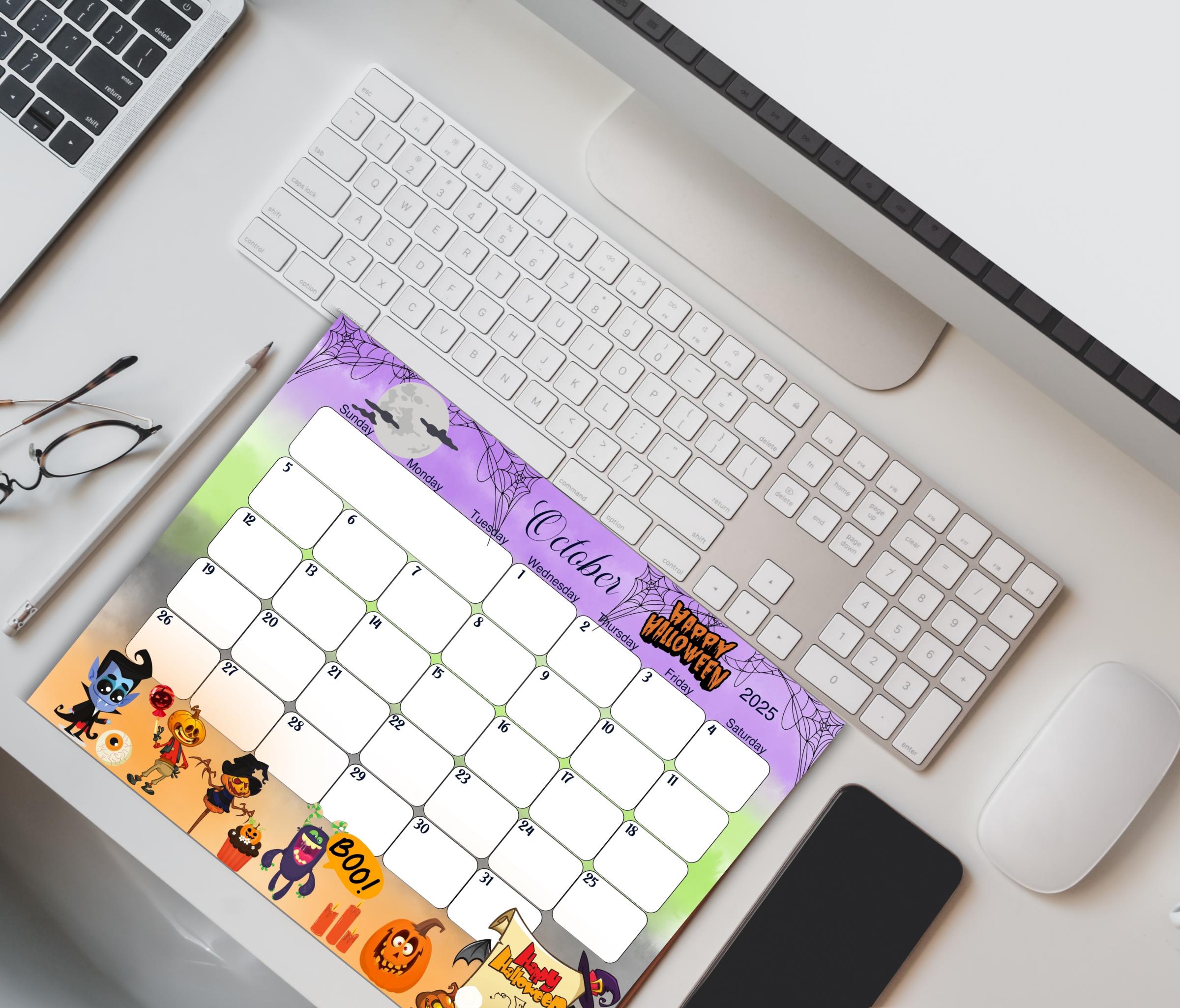 EDITABLE October 2025 Calendar-cute Spooky Halloween 2025 Planner ...