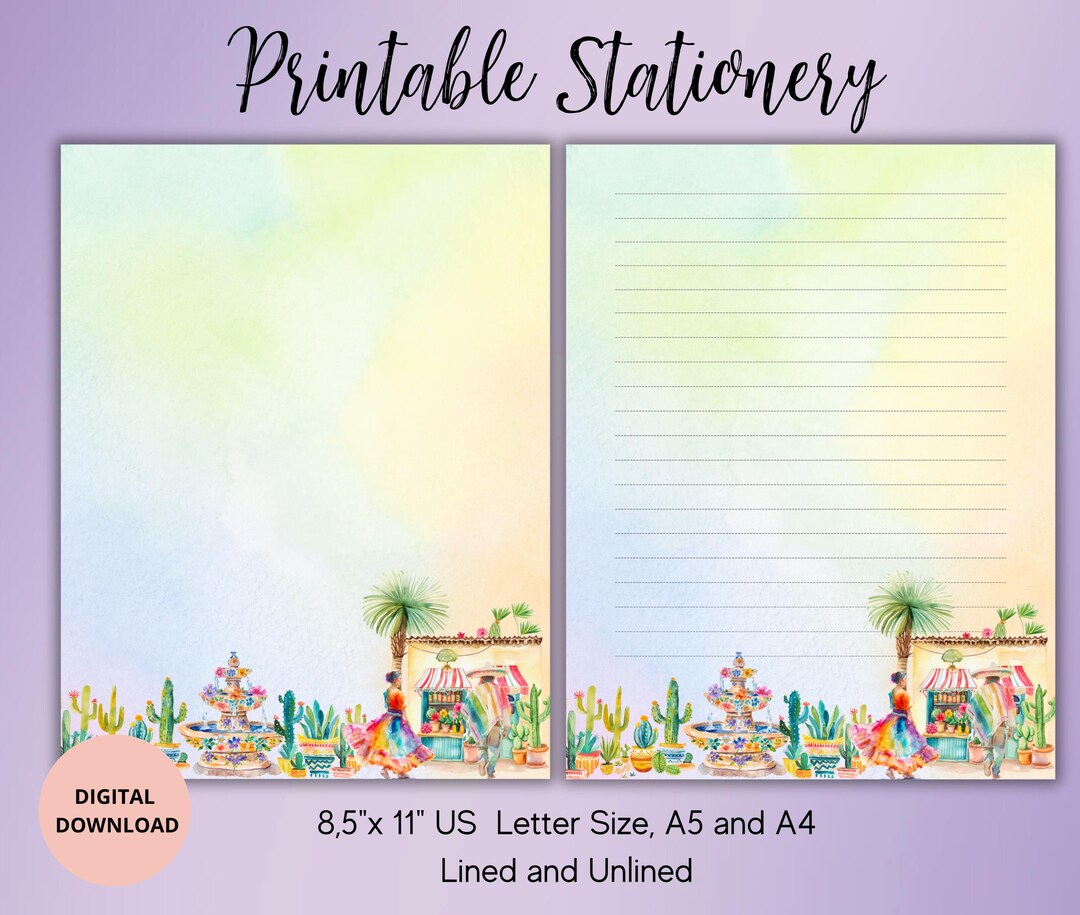 Mexican Printable Stationery Set-mexico Sceneries-writing Paper Set ...