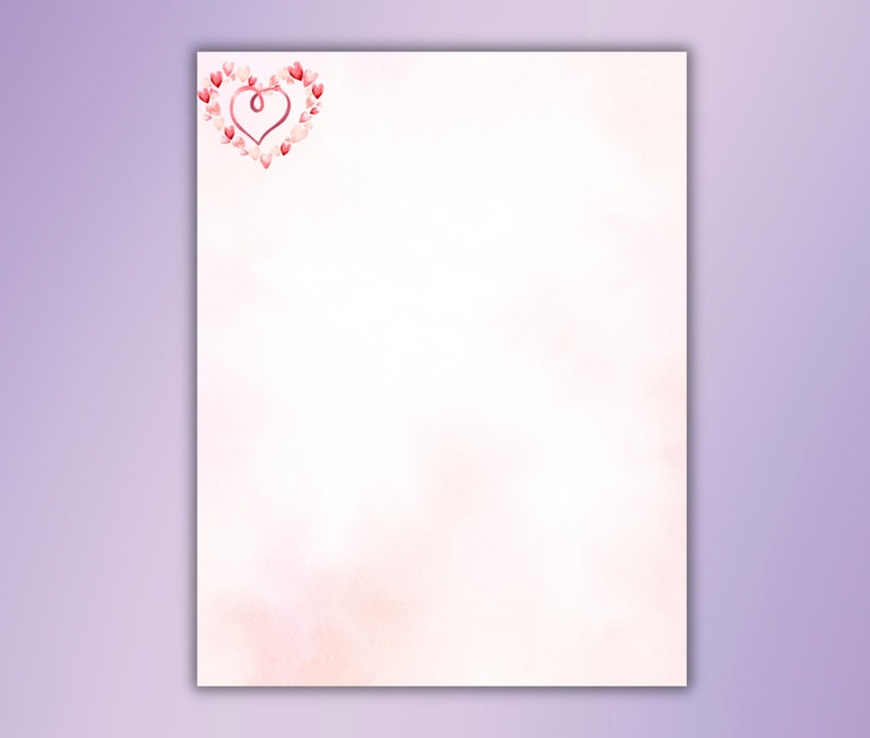 Heart Printable Stationery-heart Stationary-valentine Heart Writing ...