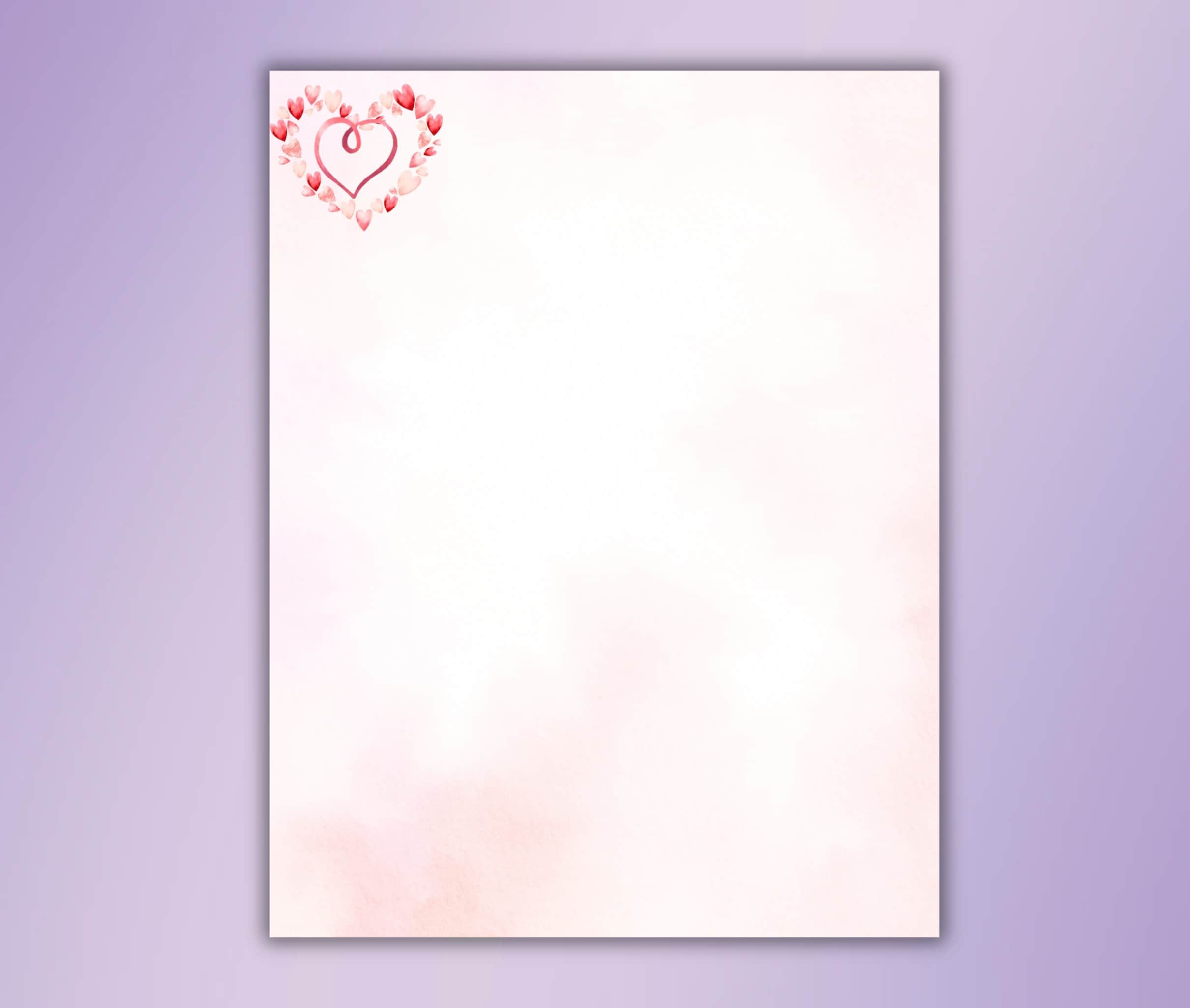 Heart Printable Stationery-heart Stationary-valentine Heart Writing ...