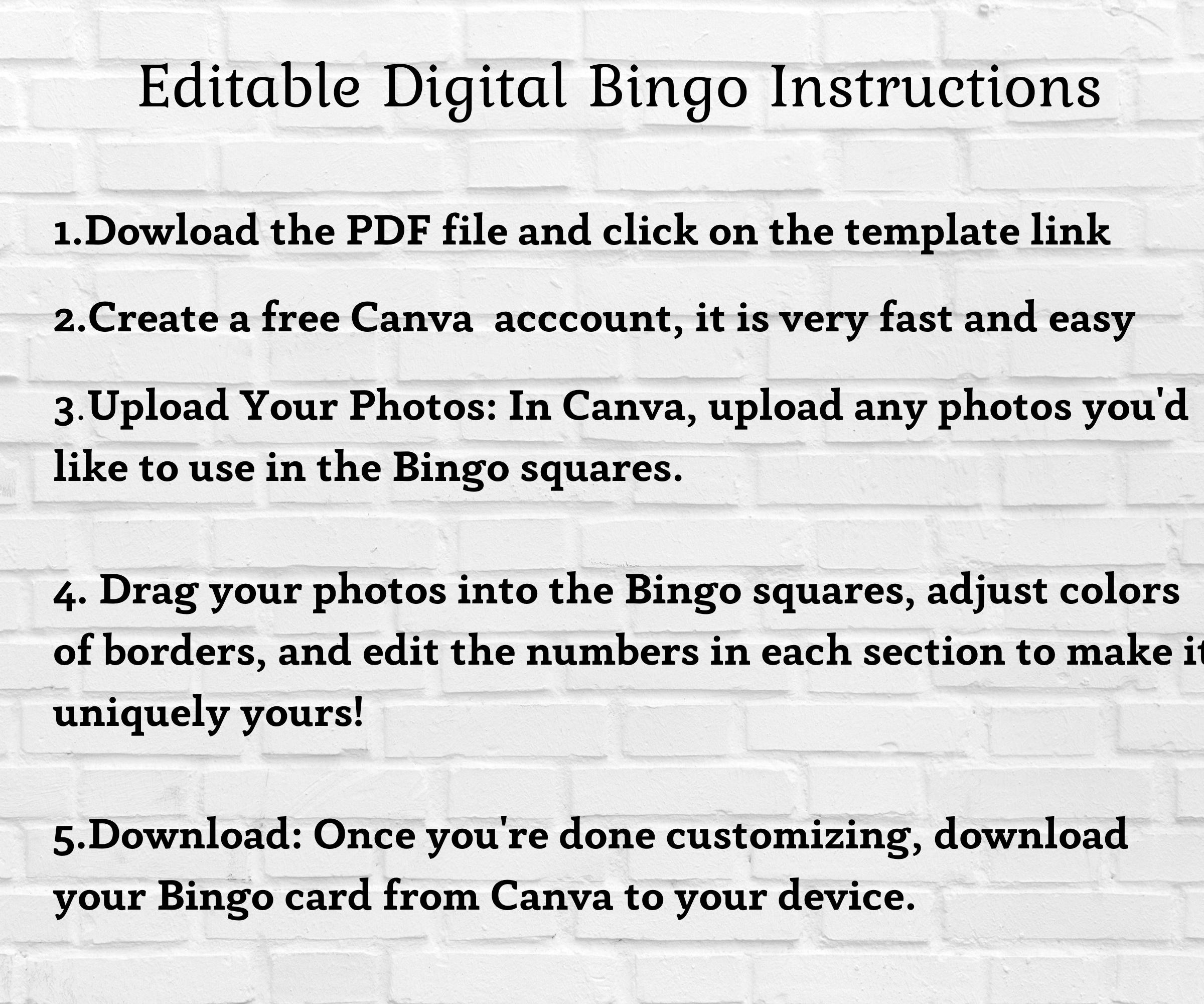 Editable Bingo Boards Template-instant Download - Straight Mixed Blank ...