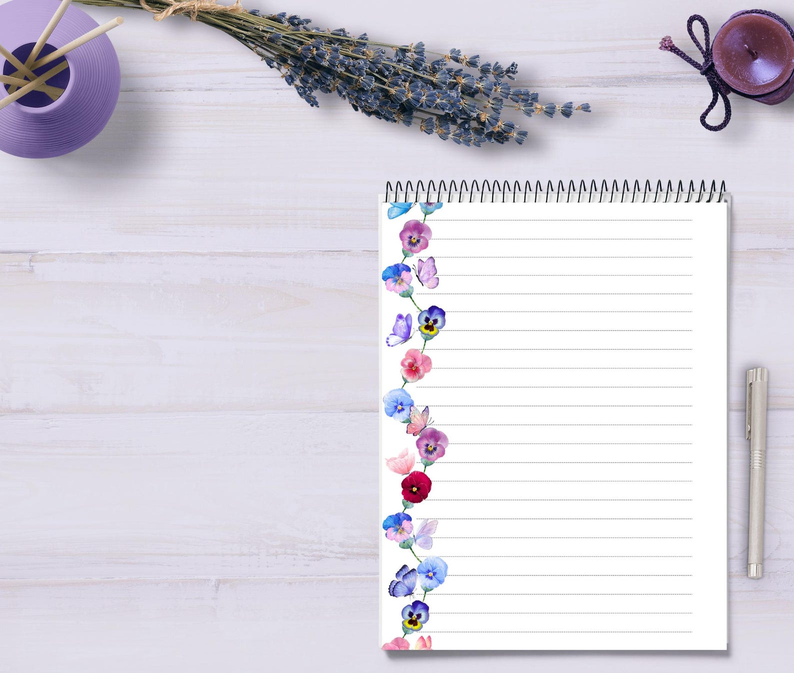 Pansies With Butterflies Printable Stationery-flower Writing Paper ...