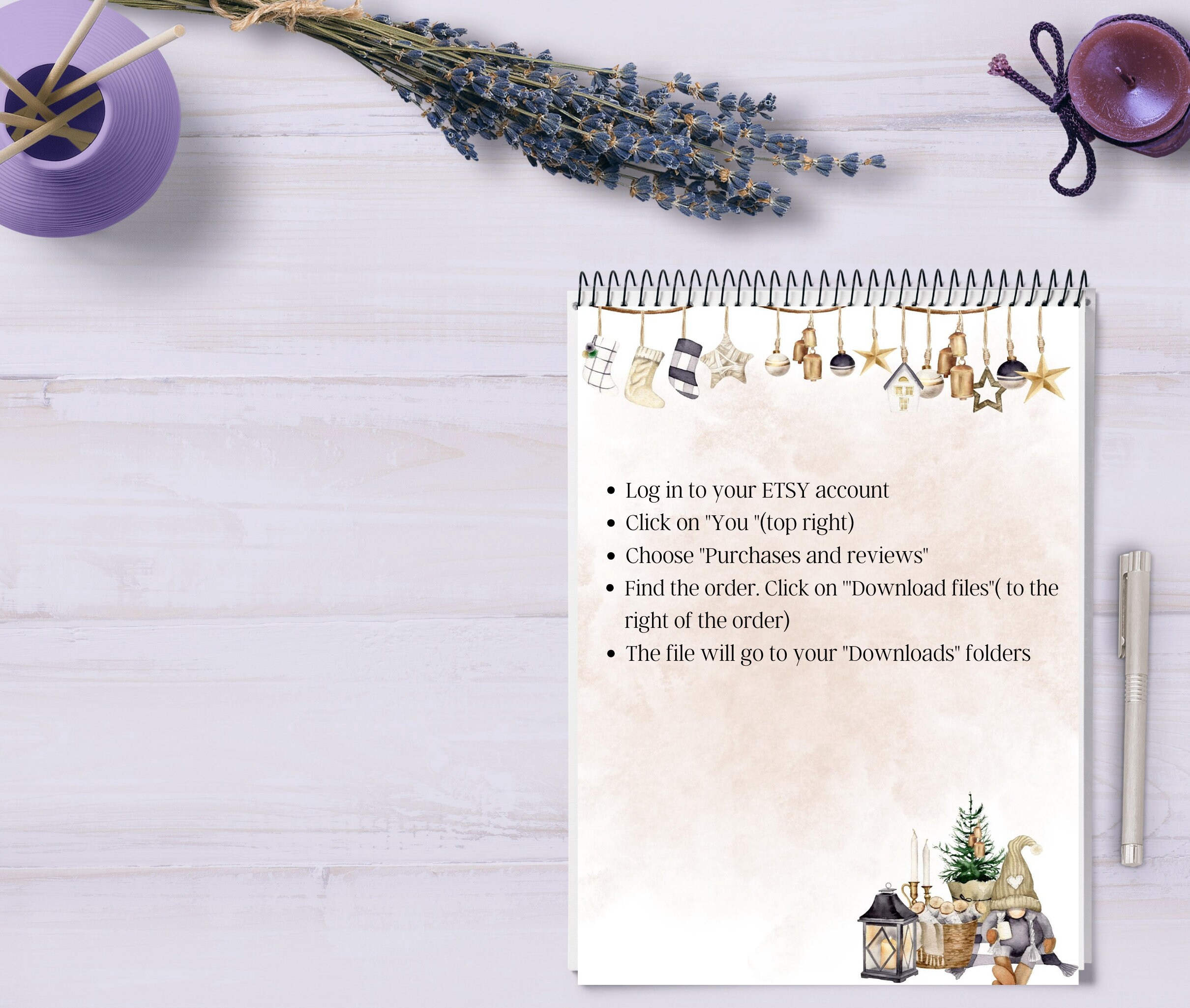 Christmas Gnome Printable Stationery/christmas Stationary Holiday ...