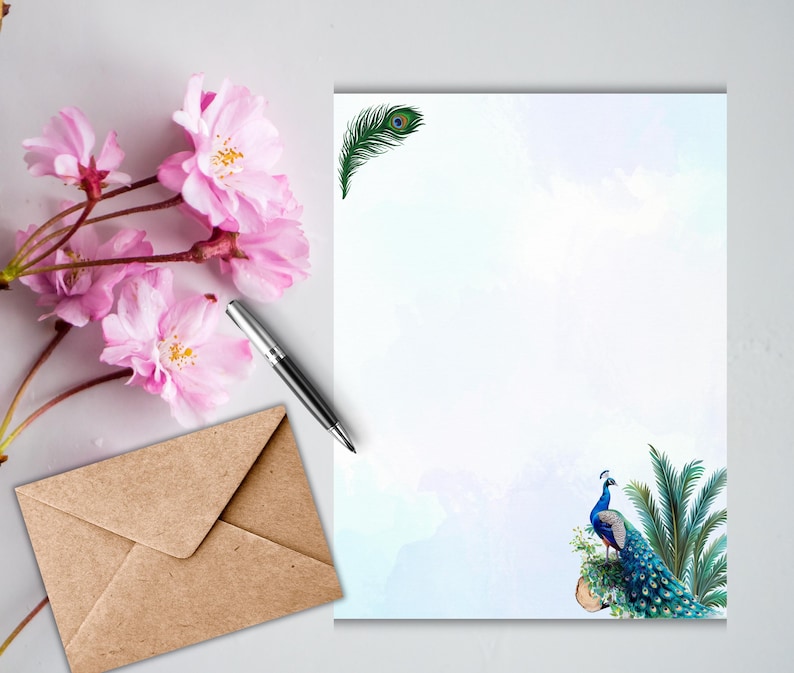 Peacock Stationery Set-bird Writing Paper Unlined Lined A4/A5/US Letter ...