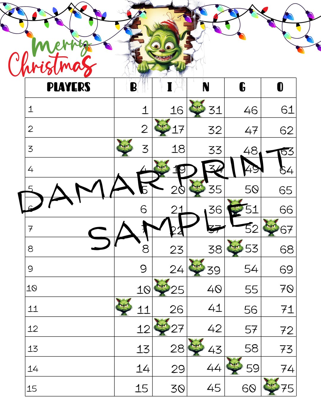 Merry Christmas Bingo Boards Instant Download printable Bingo Boards 1 ...