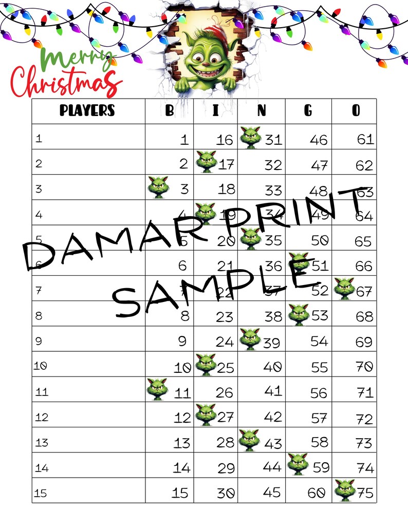 Merry Christmas Bingo Boards - Instant Download -printable Bingo Boards ...