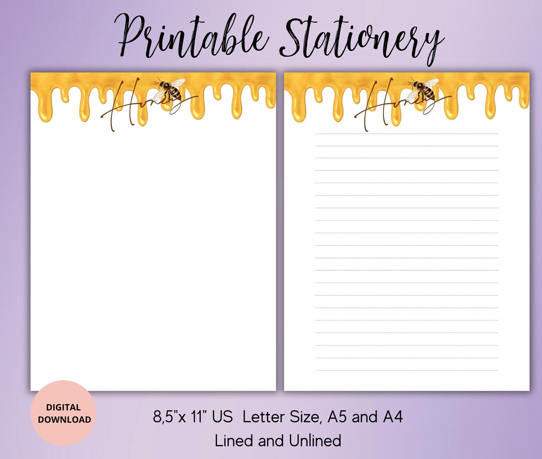 Honey Bee Printable Stationery-bee Cute Stationary-kids Writing Paper ...