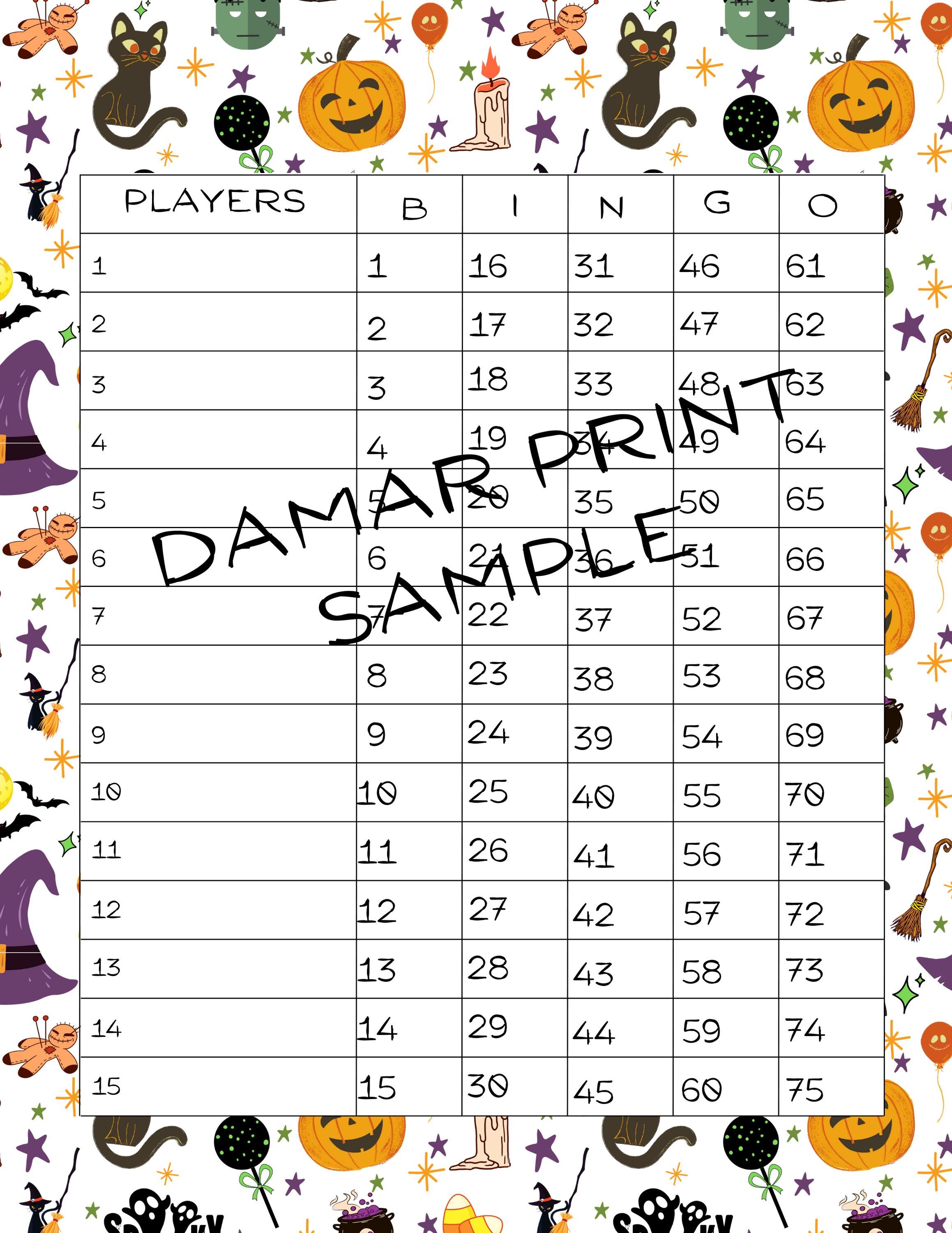 Halloween Printable Bingo Boards Bundle-bingo Boards 1-15 Lines ...