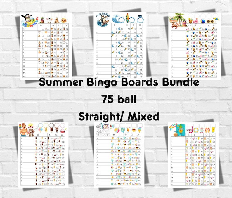 Summer Printable Bingo Boards Bundle -instant Download -summer Bingo ...