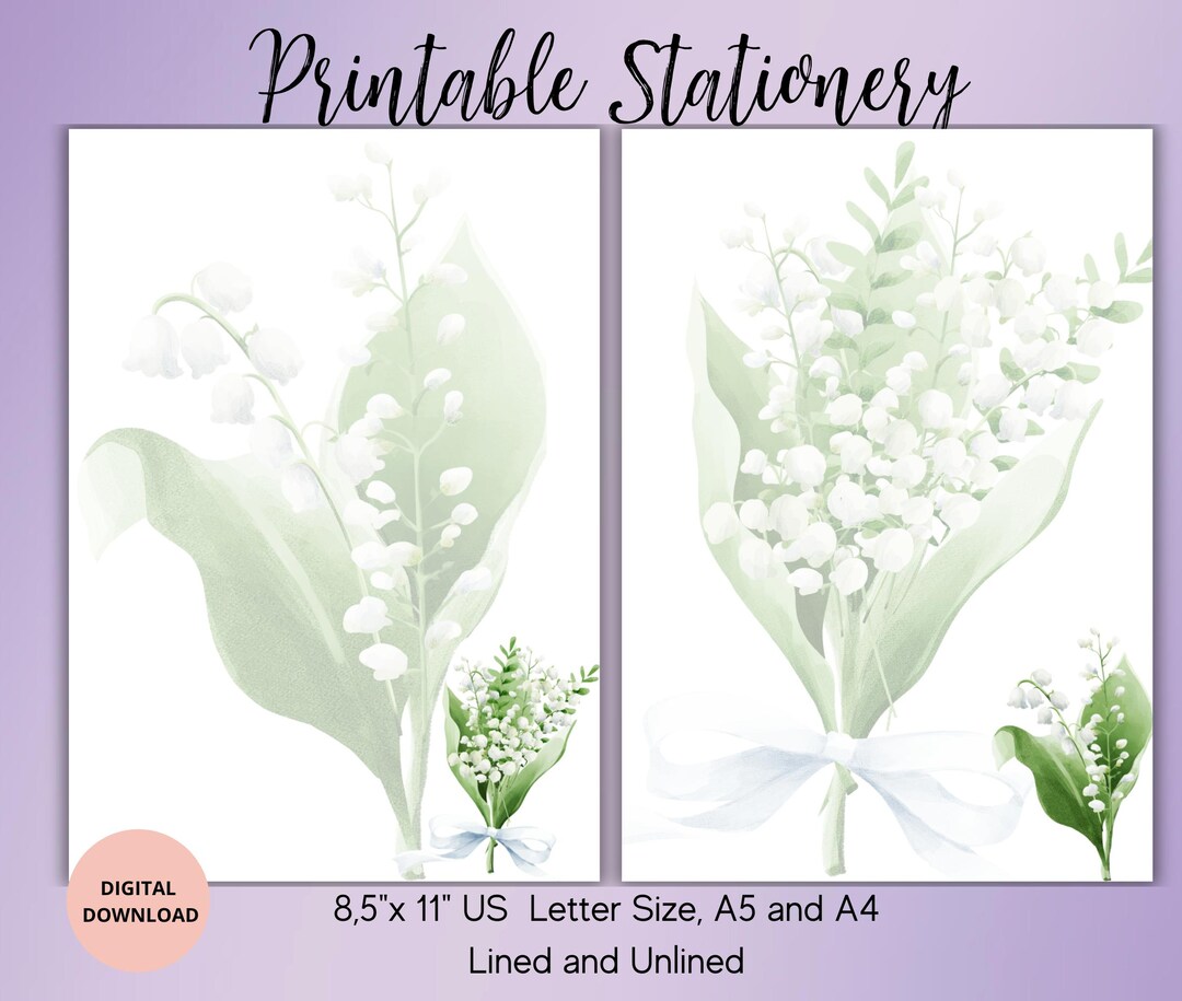 Lilies of the Valley Printable Stationery-spring Flower Writing Set A4 ...