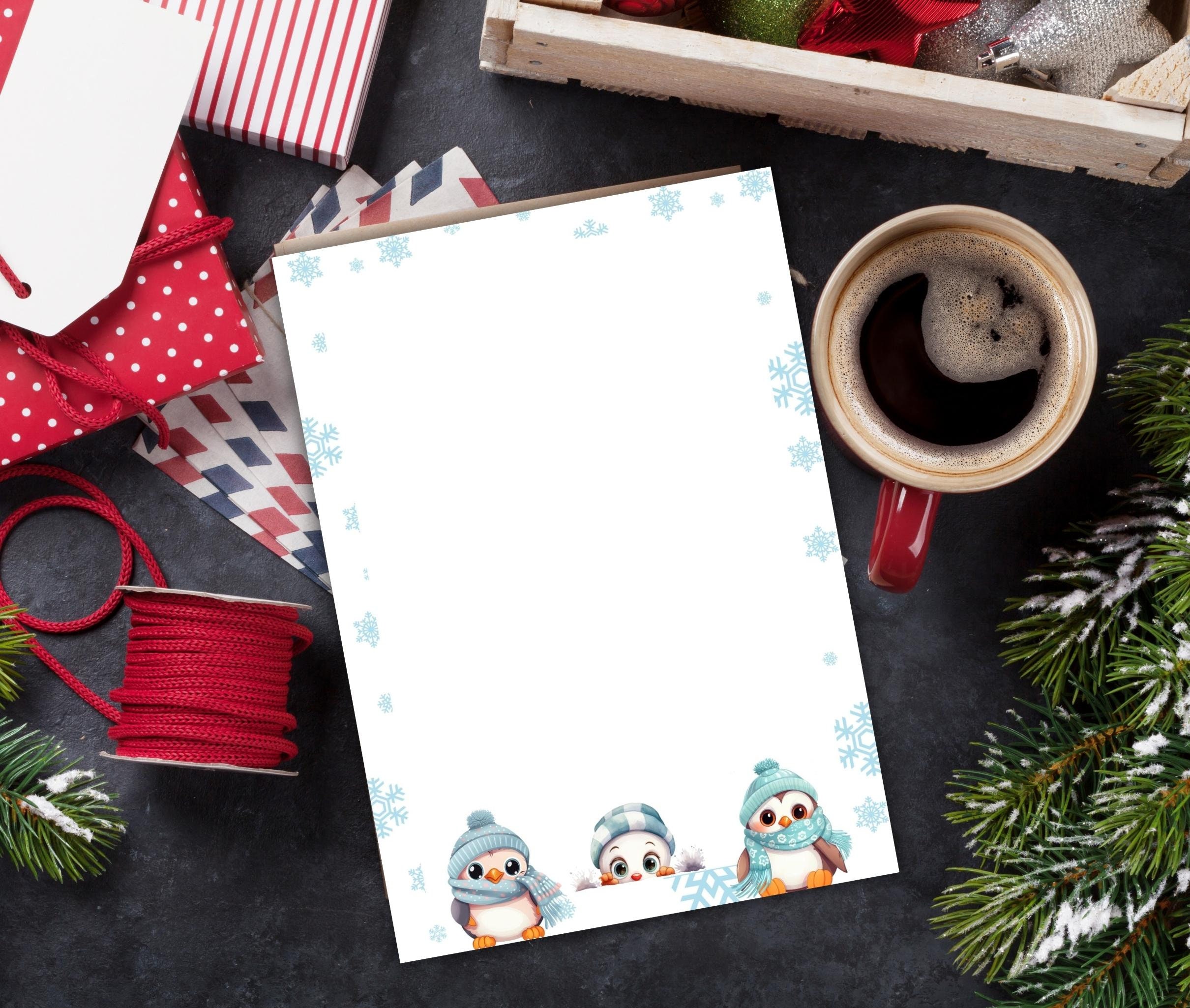 Cute Christmas Animals Printable Stationery-penguin Stationary-winter ...