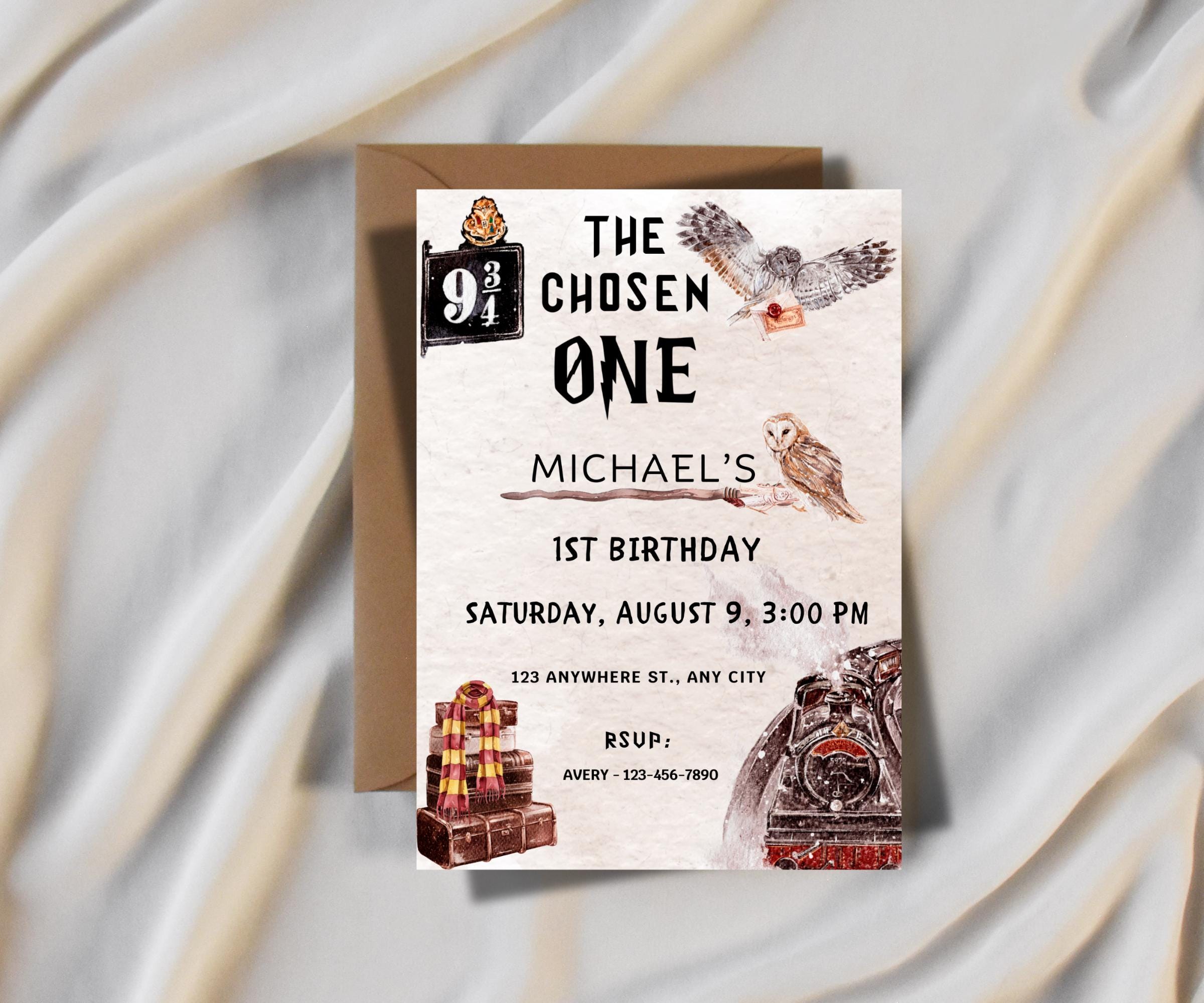 Editable the Chosen One Invitation-wizard,magic School Wizardry Theme ...