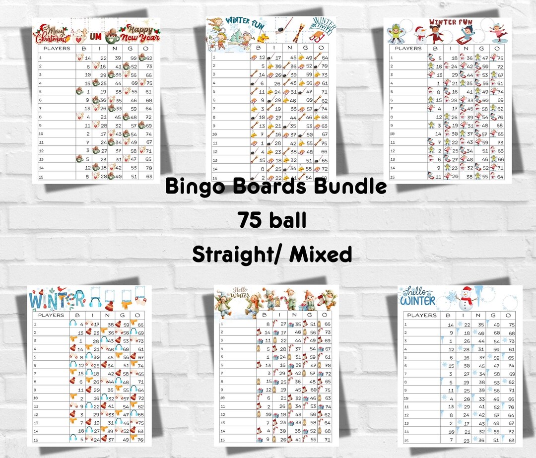 Christmas Printable Bingo Boards Bundle -instant Download -winter Bingo ...