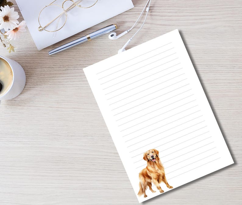 Golden Retriever Printable Stationery-dog Writing Paper Lined Unlined ...