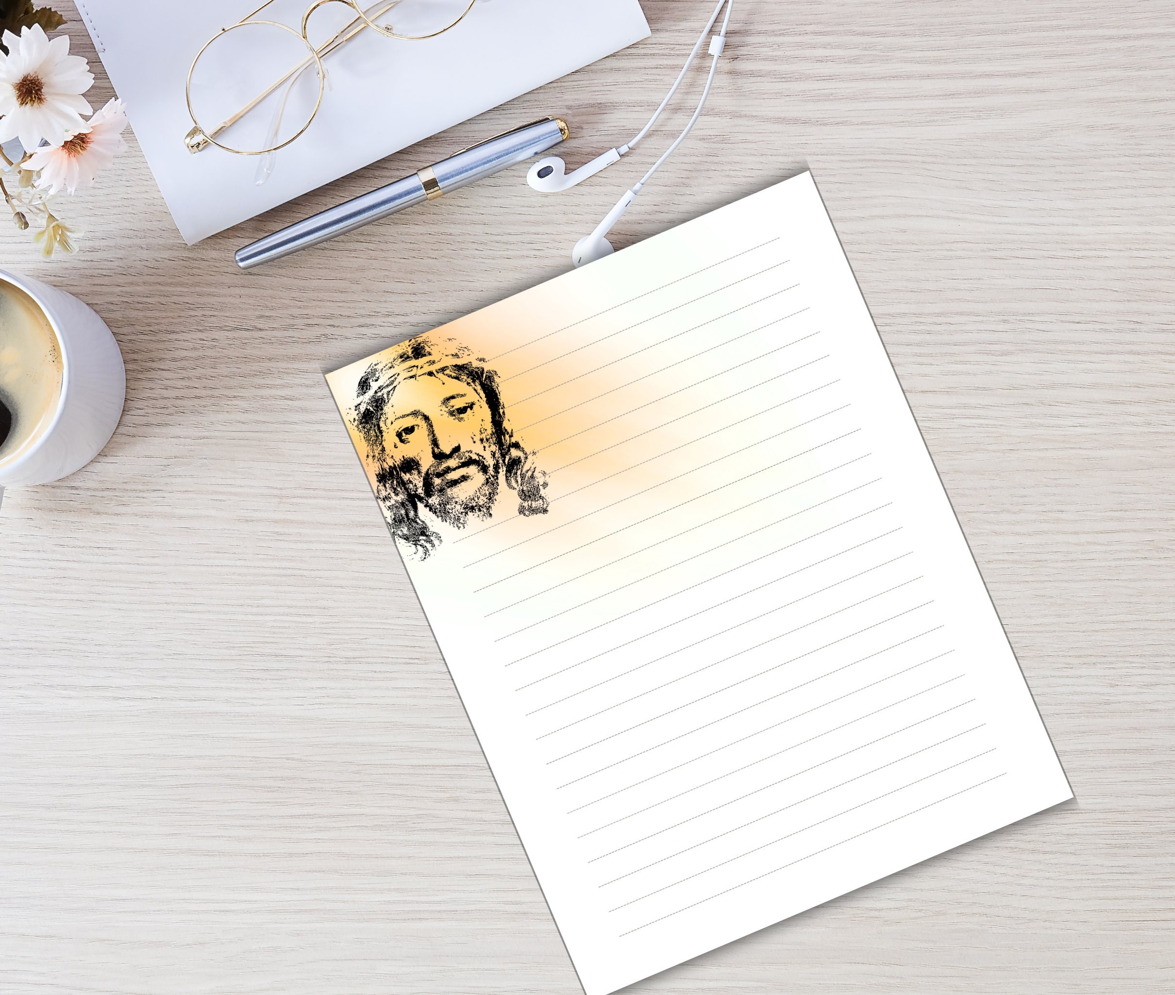 Christian Religious Printable Stationery Digital Letter Lined Unlined ...