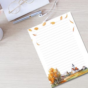 Autumn Printable Stationery,fall Leaves Digital Letter,stationary ...