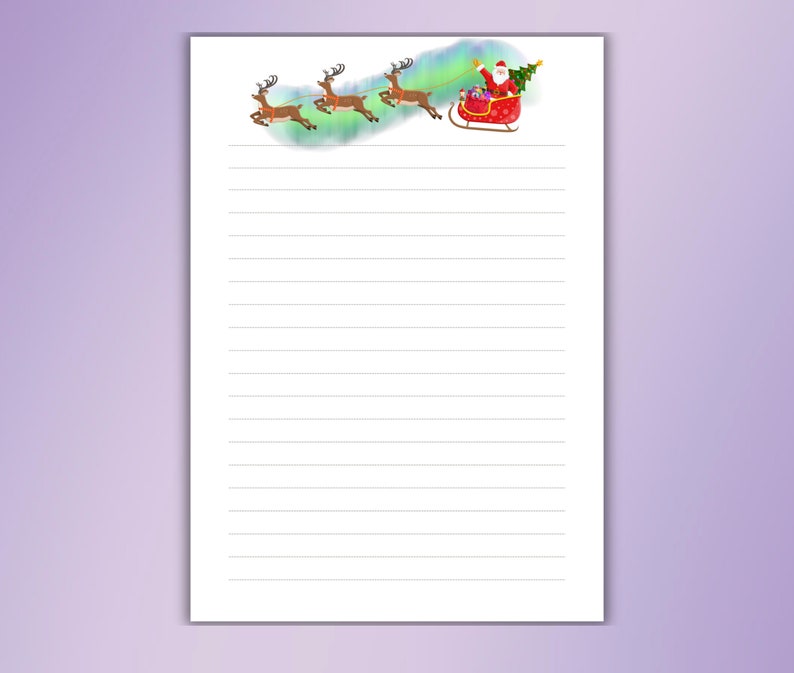 Santa Claus With Reindeer Printable Stationery-santa Claus Writing ...