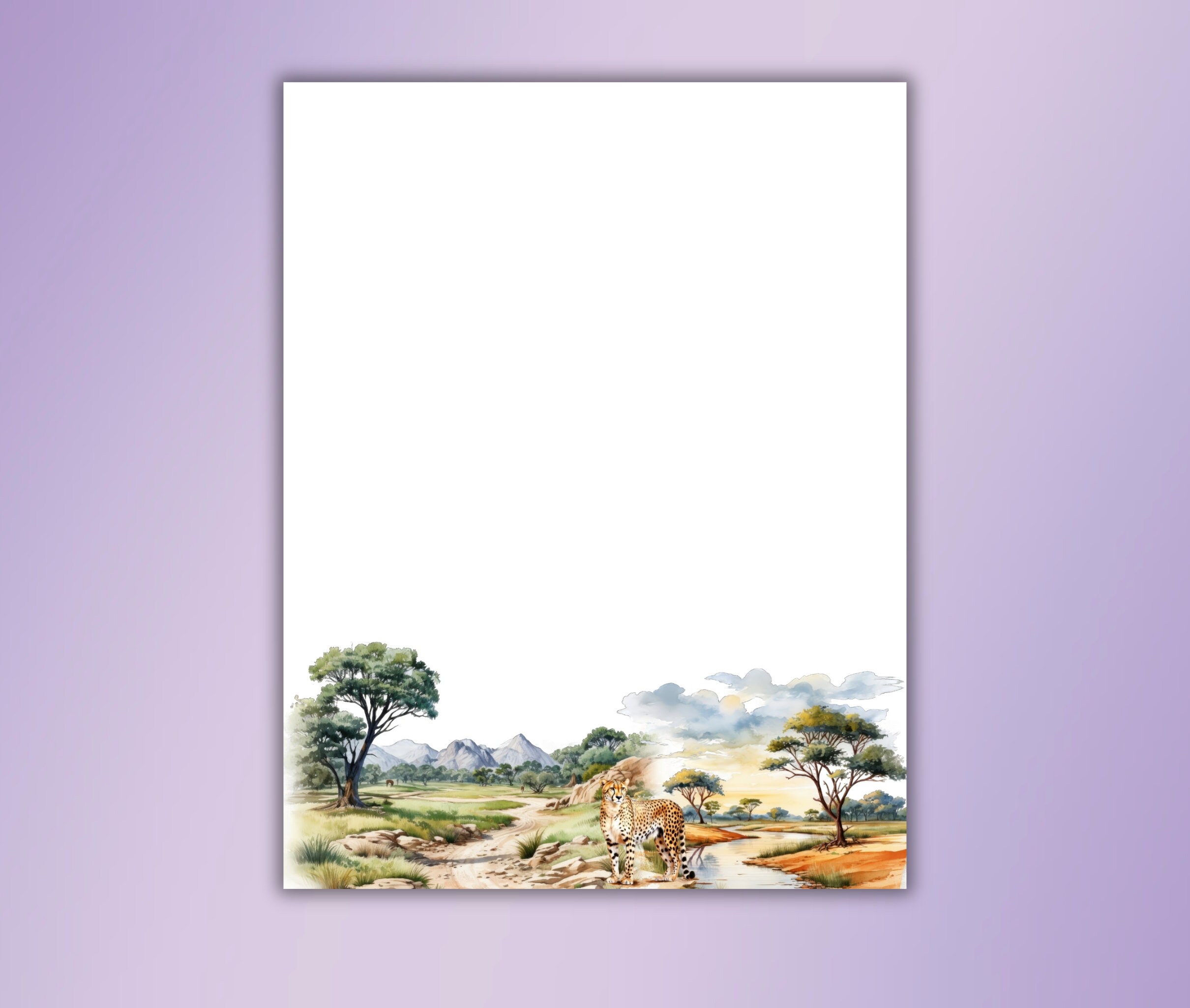 Watercolor Safari Animal Printable Stationery/festive/jungle Animal ...