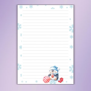 Penguin Cute Christmas Printable Stationery-winter Stationary-animal ...