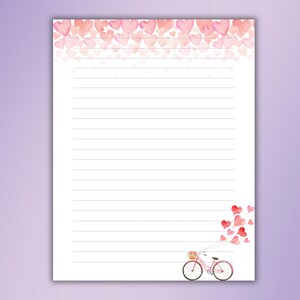 Heart Printable Stationery-love Note Digital Download-valentine's Day ...