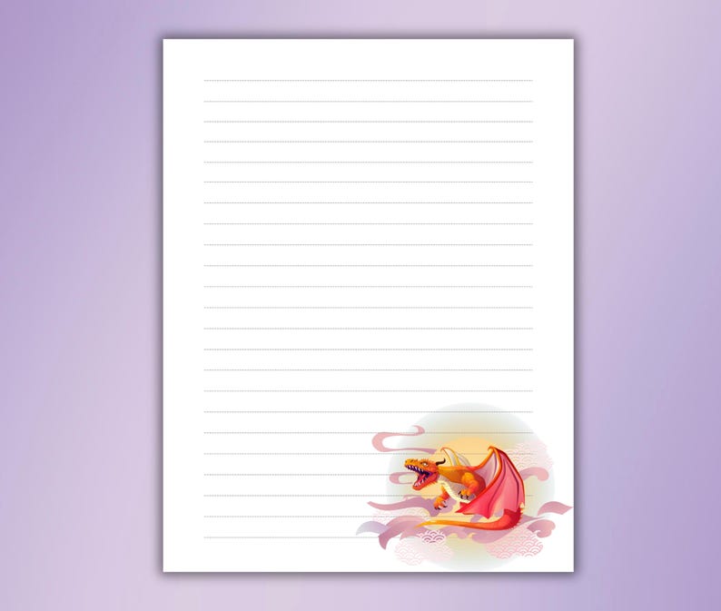 Dragon Printable Stationery-printable Stationary Sets- Digital Letter ...