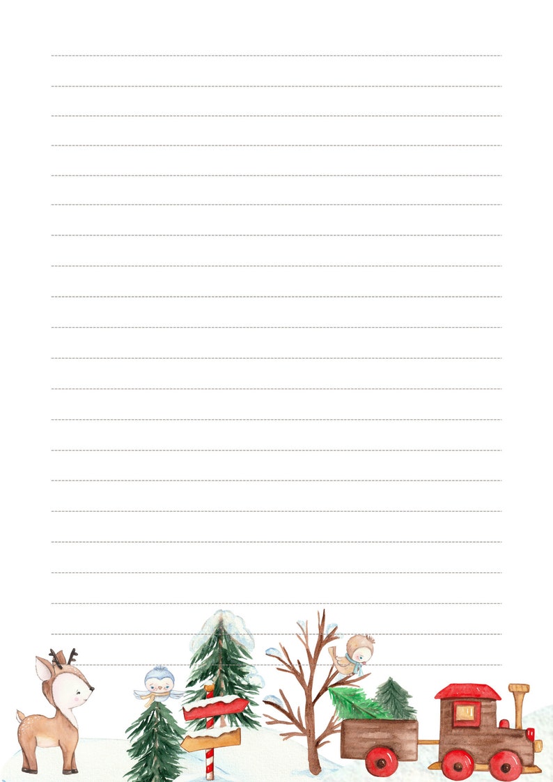 Winter Animal Printable Stationery/christmas Stationary Holiday Letter ...