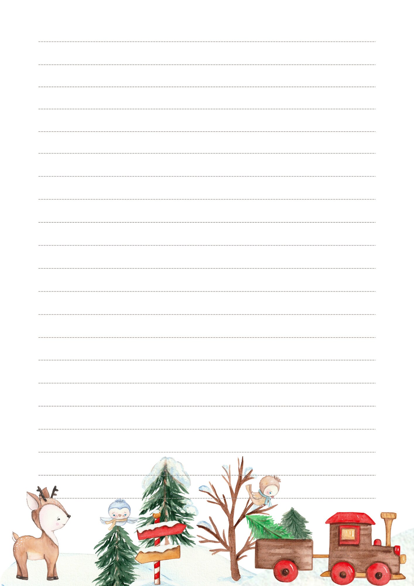 Winter Animal Printable Stationery/christmas Stationary Holiday Letter ...