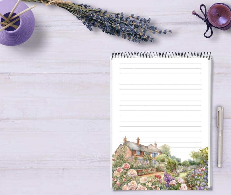 Country Cottage Printable Stationery-village Writing Paper Unlined ...