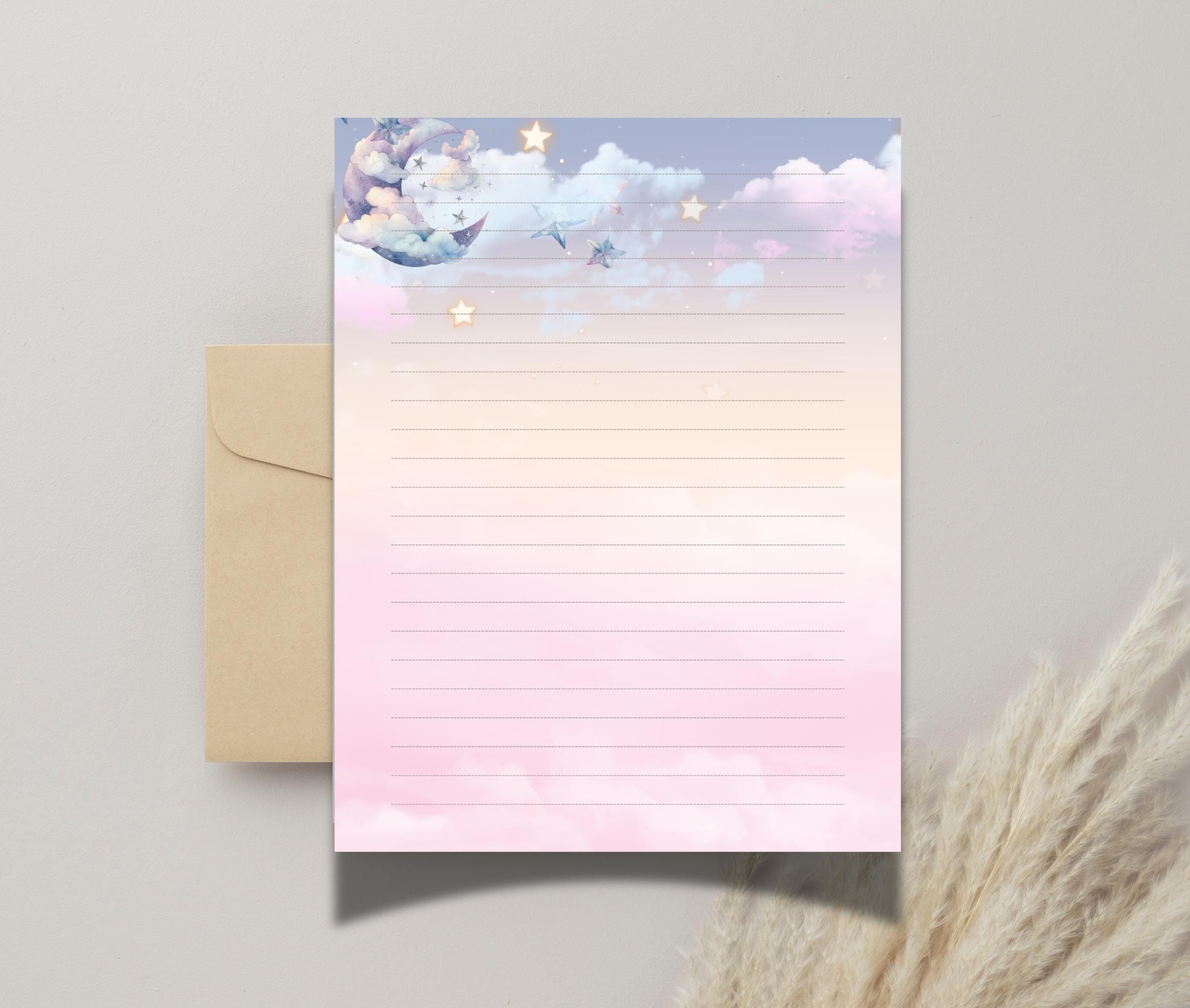 Moon and Stars Printable Stationery-writing Paper Set Unlined Lined A5 ...