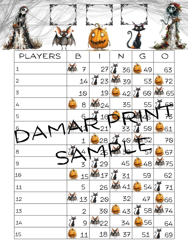 Halloween Bingo Boards - Instant Download -printable Bingo Boards ...