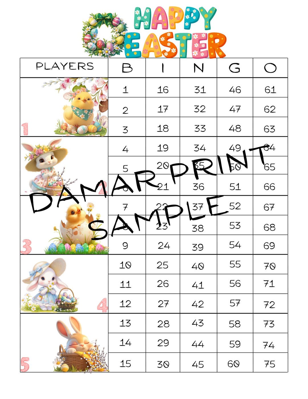 Easter Printable Bingo Boards-instant Download -spring Bingo Boards ...