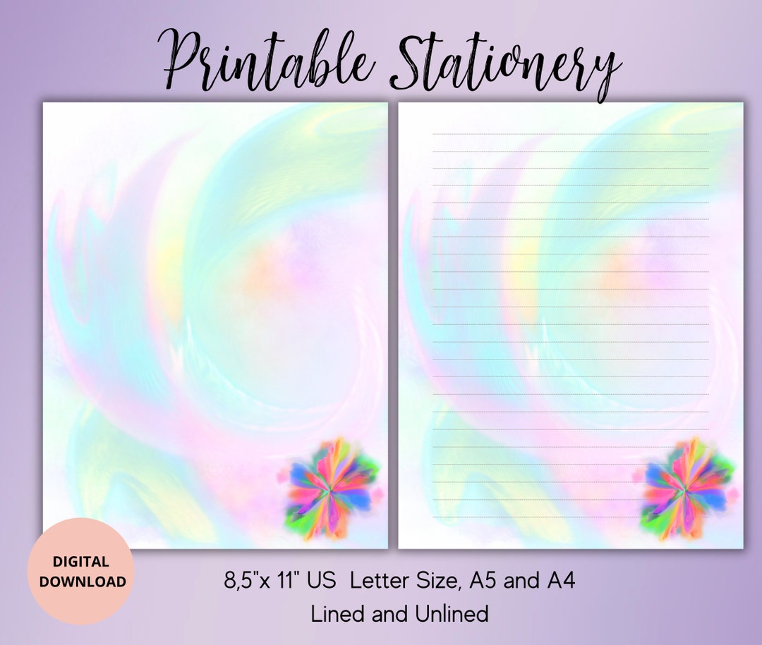 Colorful Abstract Printable Stationery-galaxy Space Writing Paper Set ...