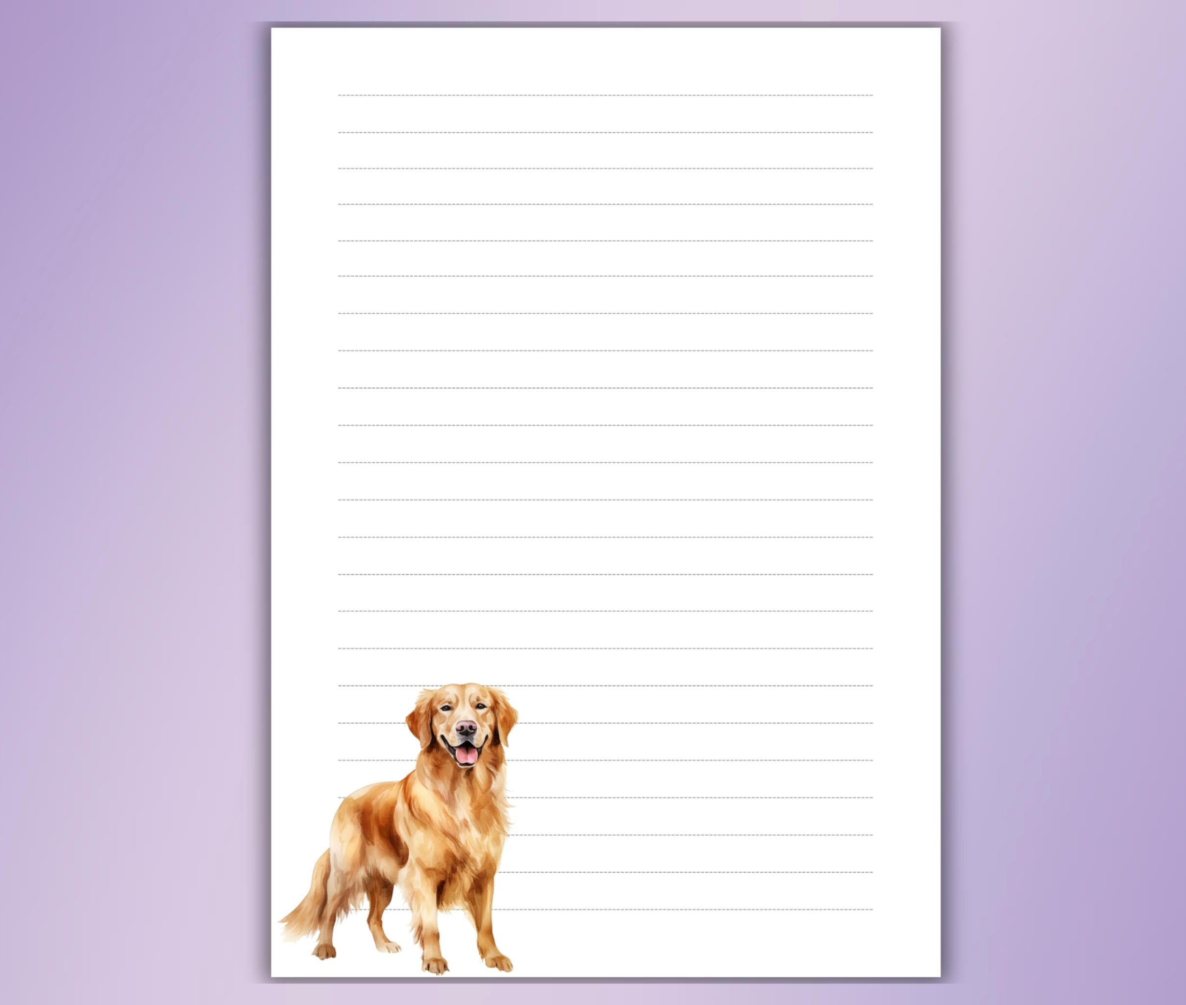 Golden Retriever Printable Stationery-dog Writing Paper Lined Unlined ...