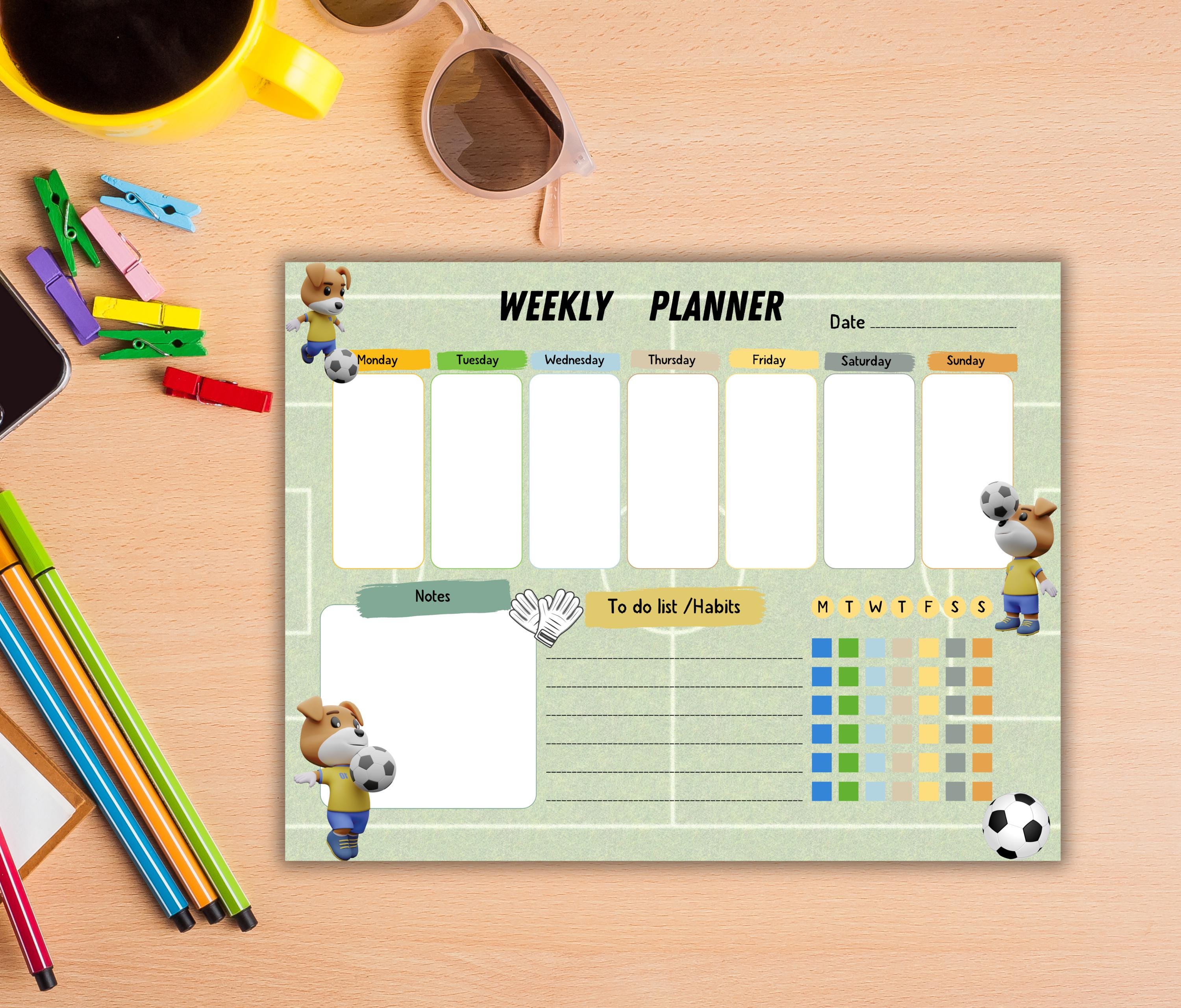 Editable Weekly Planner-printable Football School Planner-sports ...