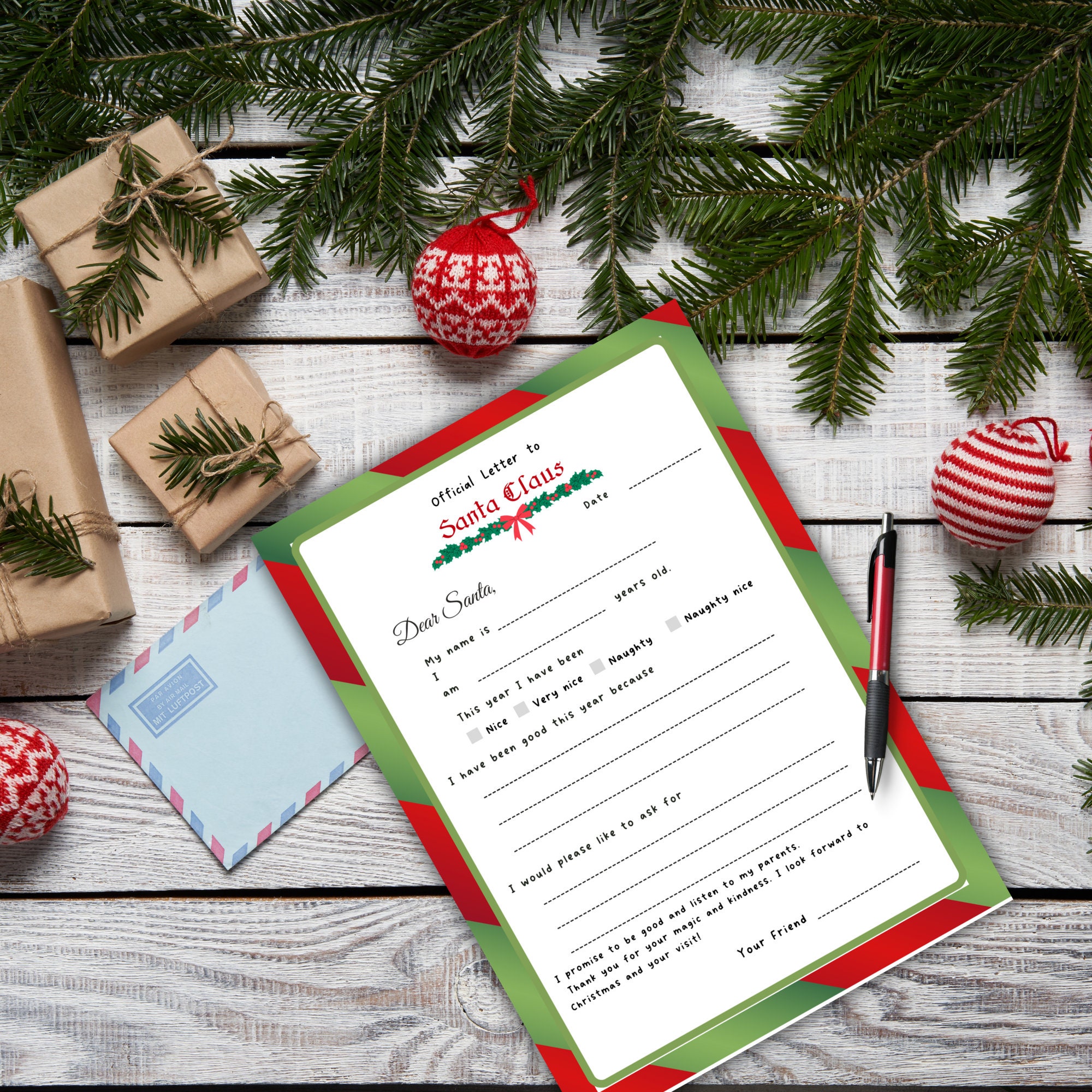 Letter to Santa Claus-printable Editable Nice List Certificate Bundle ...