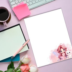 Fairy With Cat Printable Stationery Set-fairytale Writing Papers Lined ...